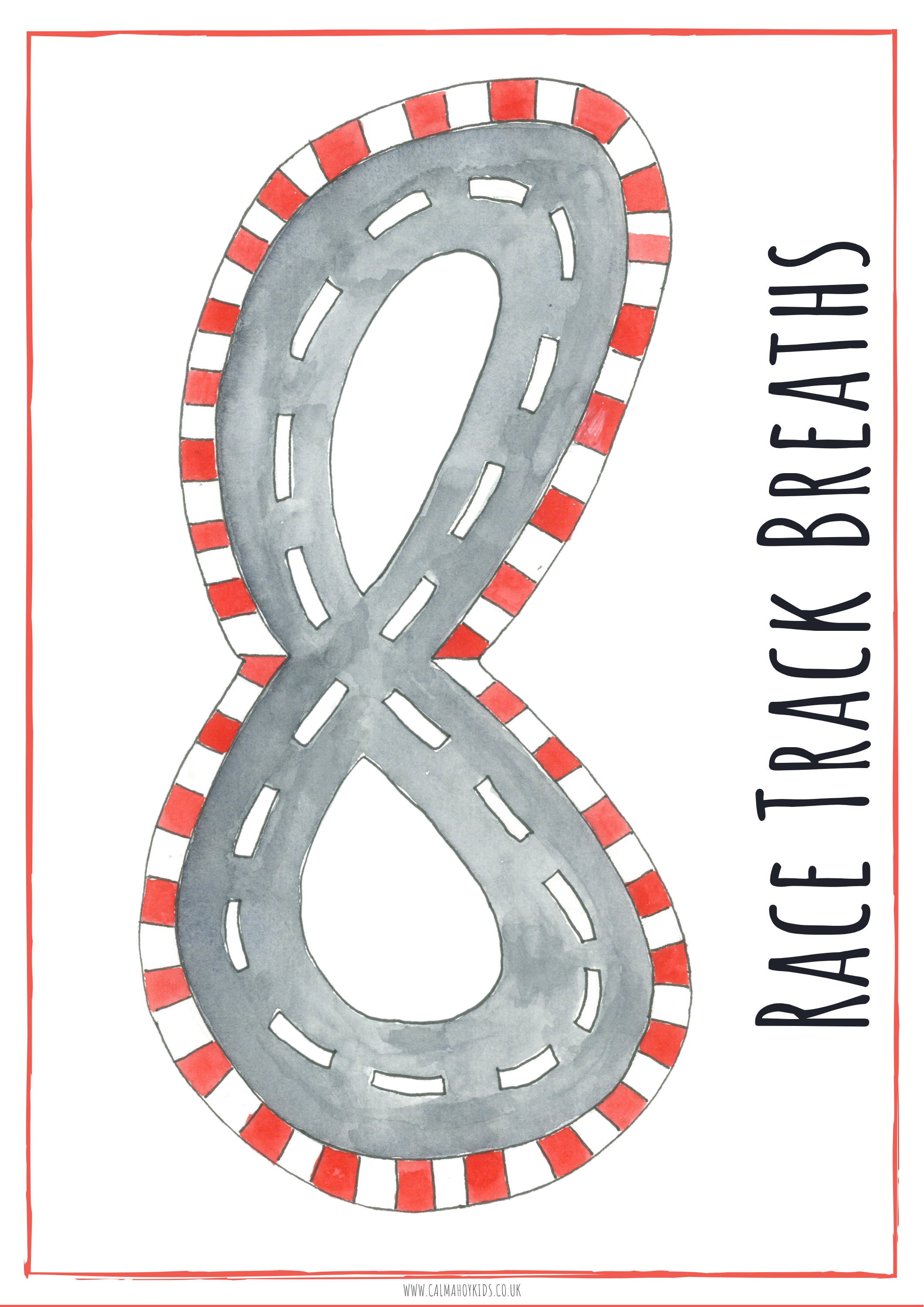 Kids Printable Relaxation Activity, Race Track Breaths a Mindful ...