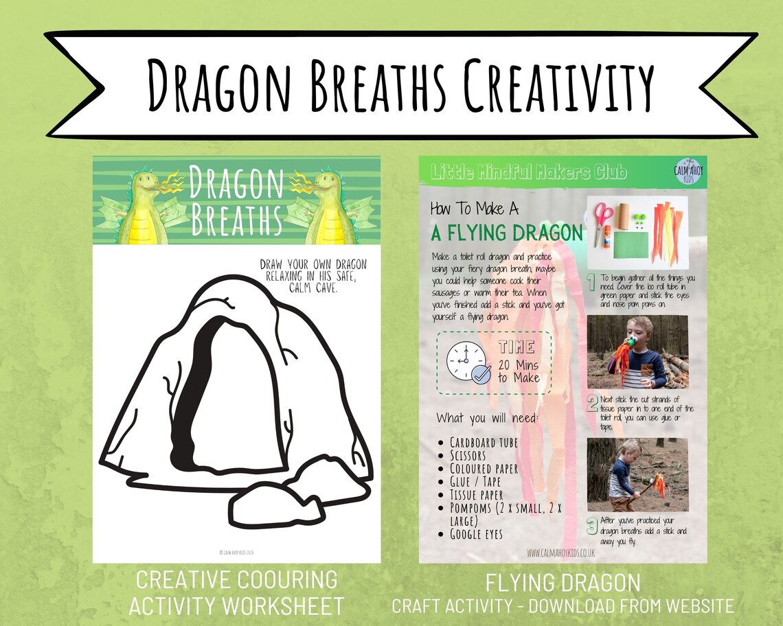 Kids Printable Relaxation Activity, Dragon Breaths a Mindful Breathing ...