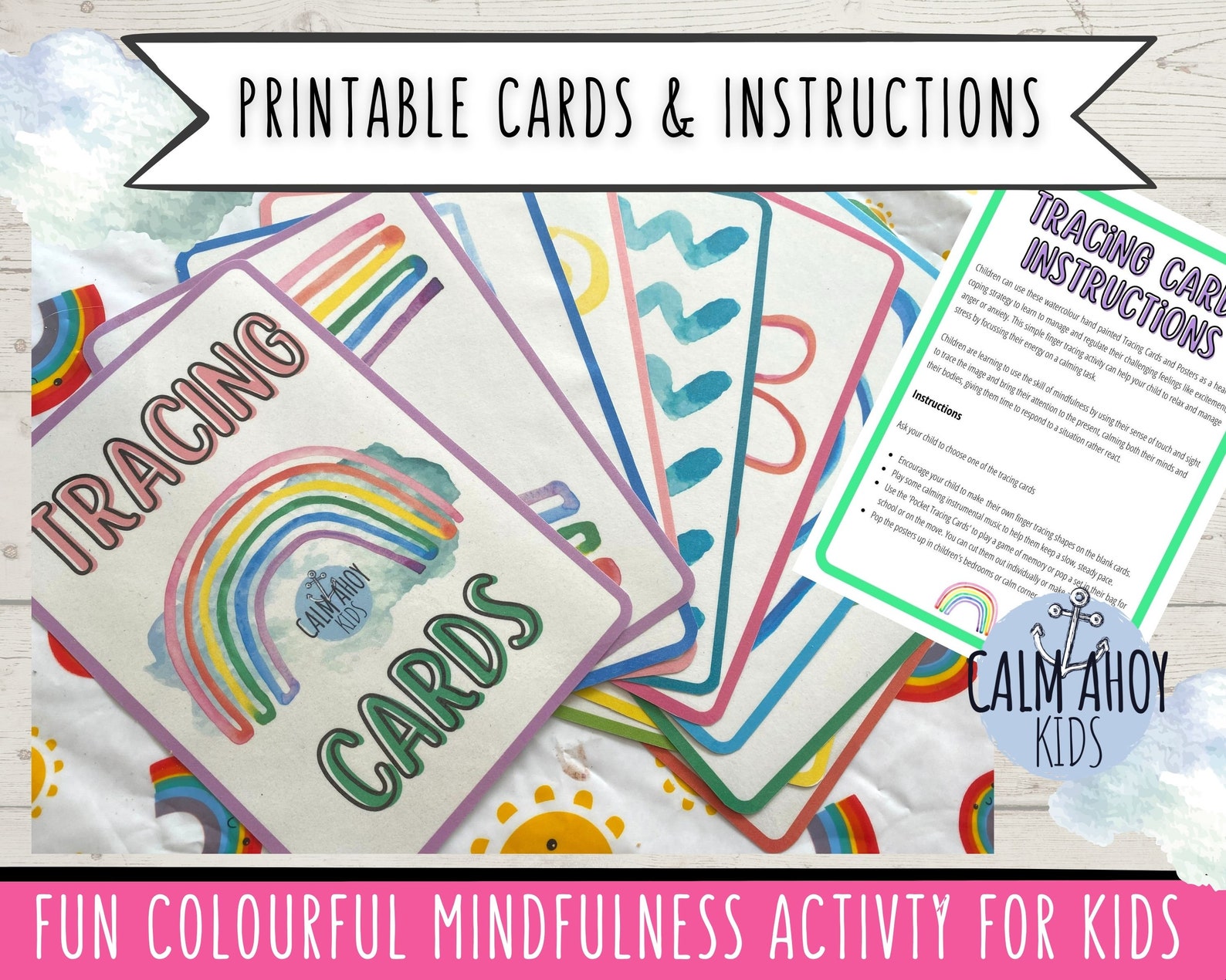 Kids Calming Tracing Cards Mindfulness Printable Coping Strategy for ...