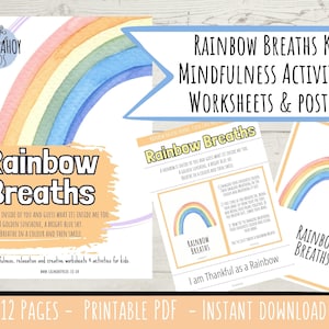 Mindful Rainbow Breathing Poster for Kids | Mental Health Printable ...