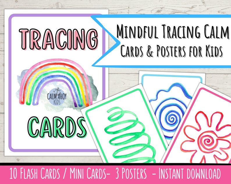 Kids Calming Tracing Cards Mindfulness Printable Coping Strategy for ...