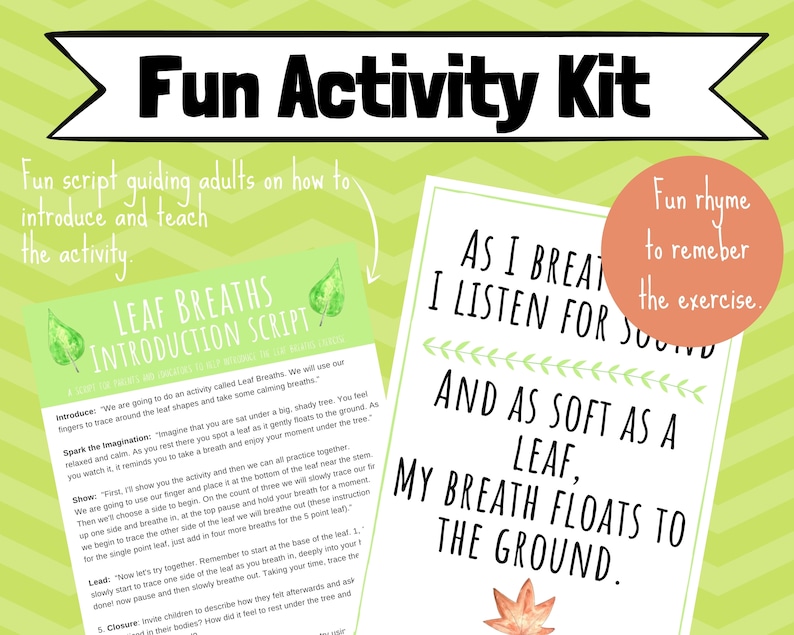 Kids Printable Relaxation Activity Leaf Breaths a Mindful - Etsy New ...