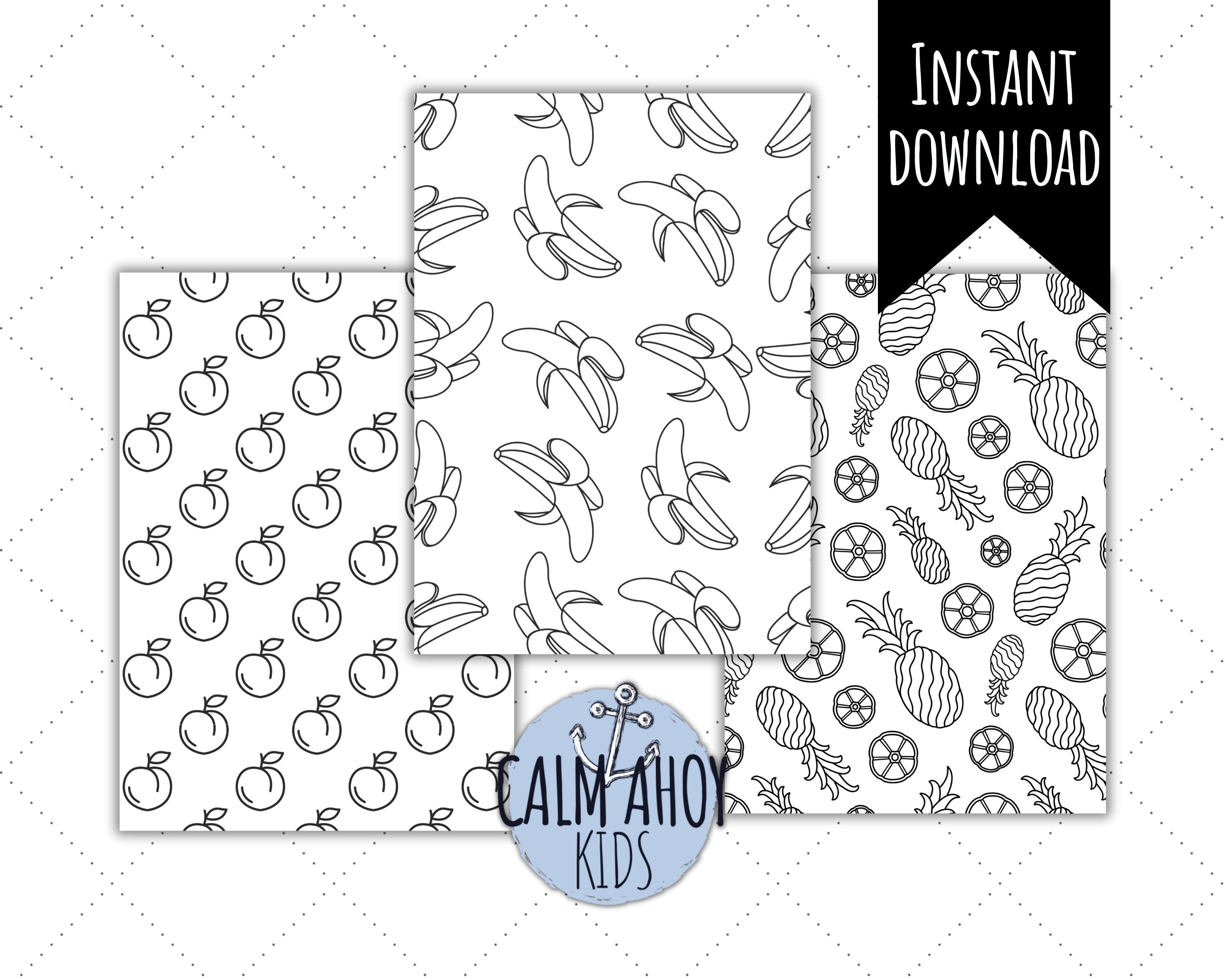 Pineapple, Banana, Peach Coloring Book: Mindfulness Pages (PDF) - Etsy