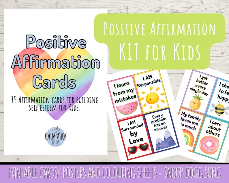 Printable Positive Affirmation Cards and Posters for Kids I Self Esteem ...
