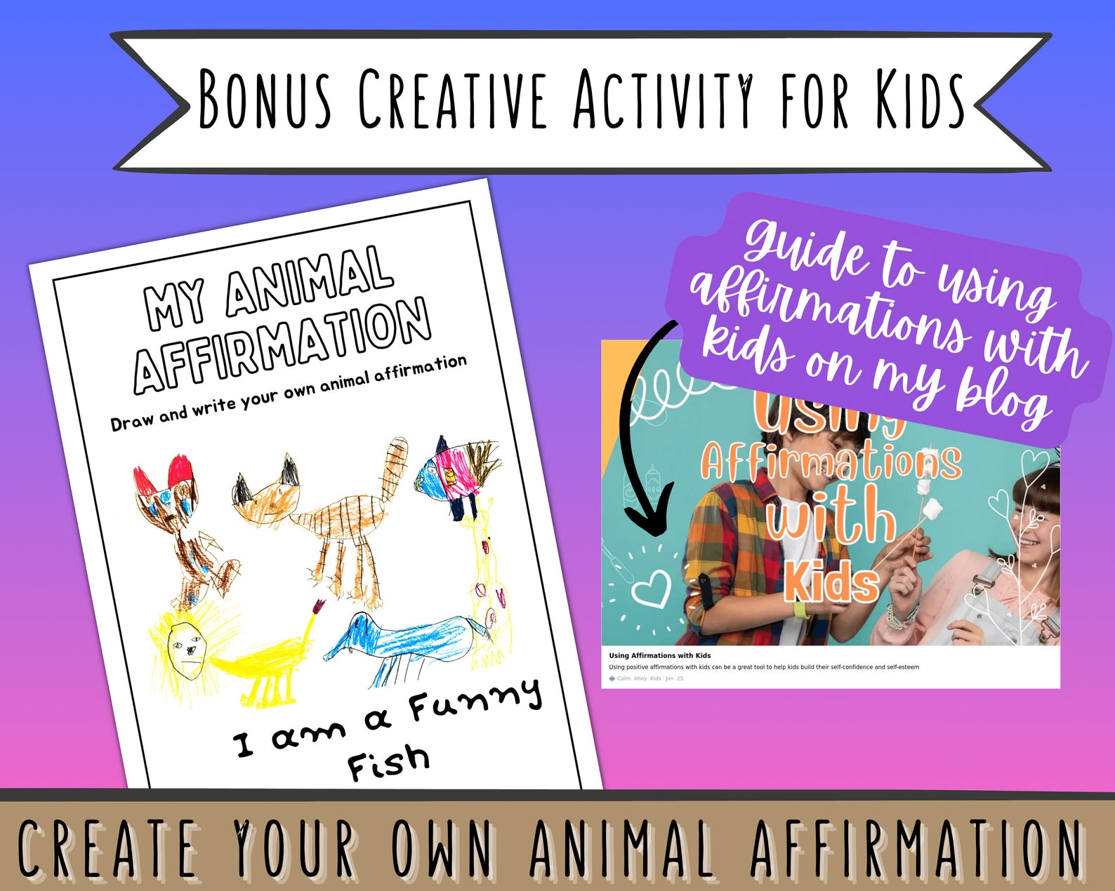 Alphabet Animal Affirmations Printable Colouring Book and Poster for ...