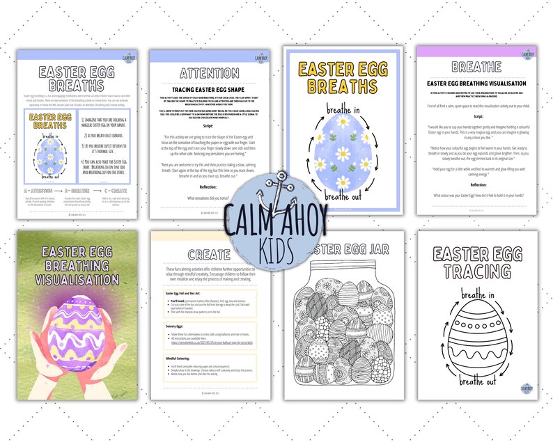 Easter Egg Mindful Breathing Printable Activity Kit for Kids | Tracing ...