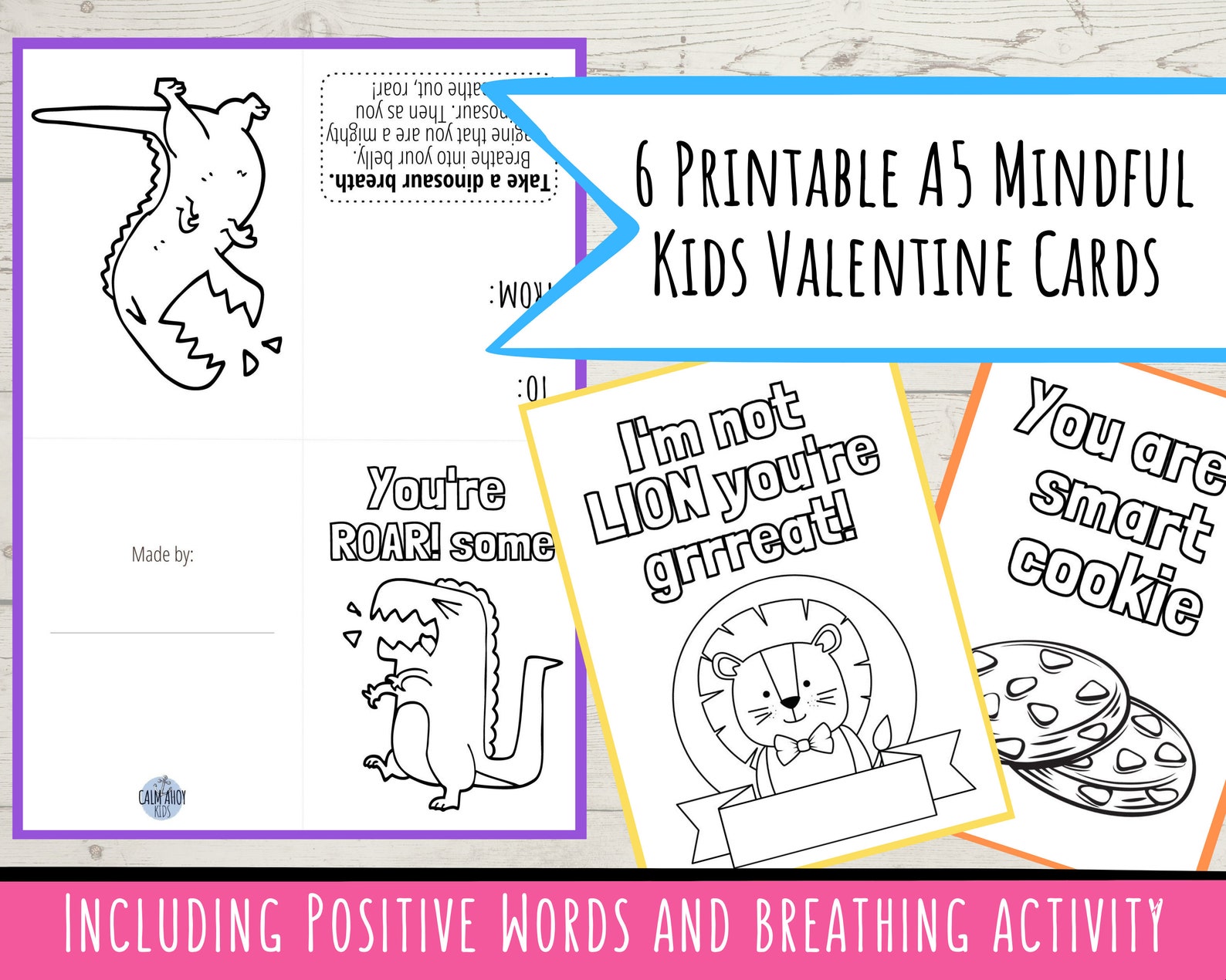 Printable Kids Valentine Cards: Mindful Breathing Activity (A5) - Etsy