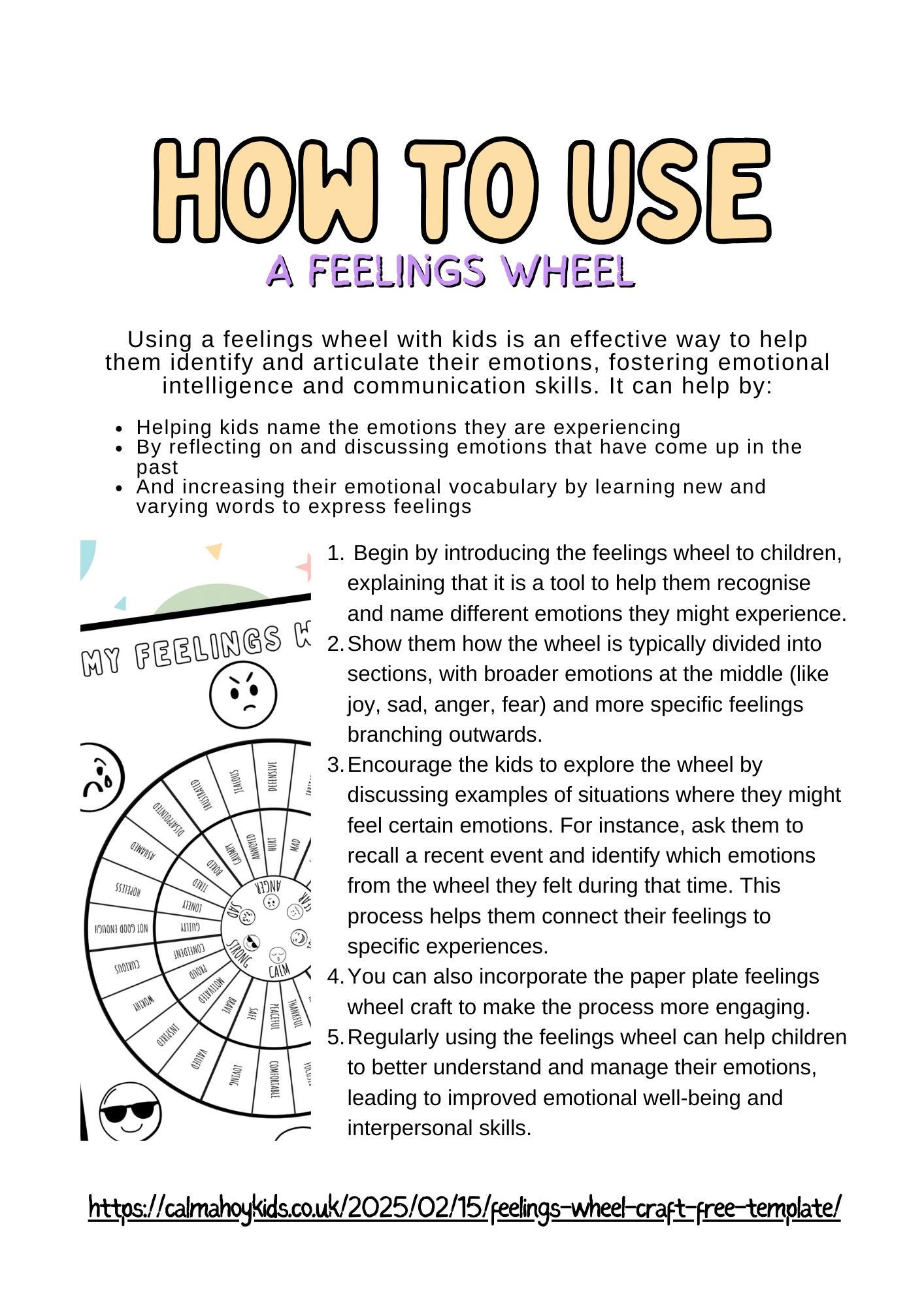 My Feelings Wheel and Emotions List | Printable Creative Wellbeing ...