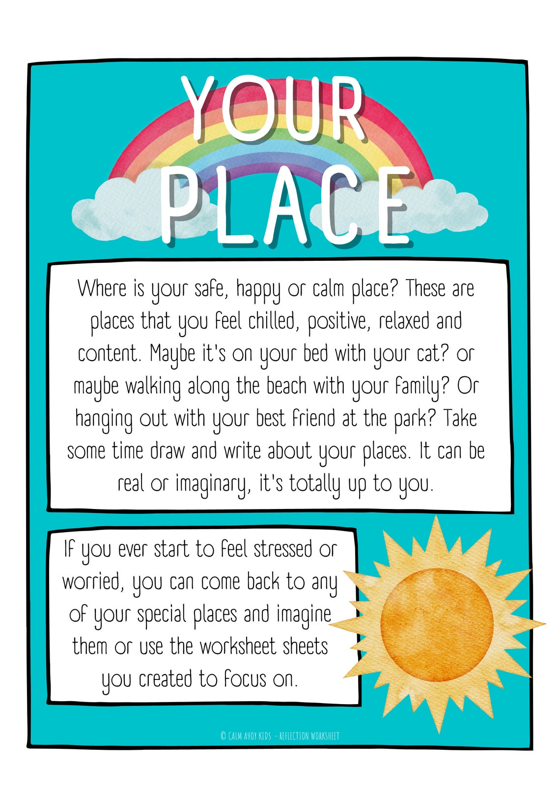 Happy Place Visualisation Worksheets for Kids | SEL 5 Senses Reflection ...
