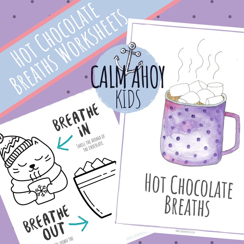 Kids Printable Relaxation Activity Hot Chocolate Breaths a | Etsy