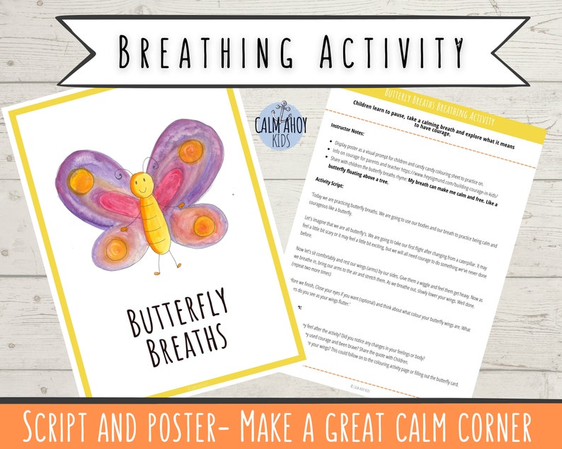Butterfly Breaths Mindful Breathing for Kids, Butterfly Craft Activity ...