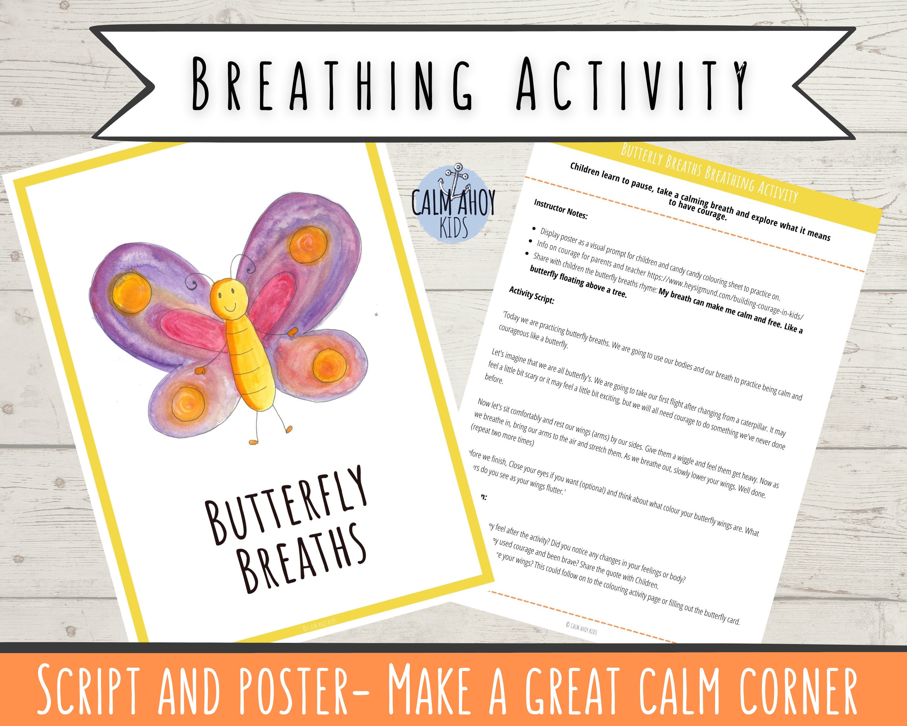Butterfly Breaths Mindful Breathing for Kids, Butterfly Craft Activity ...