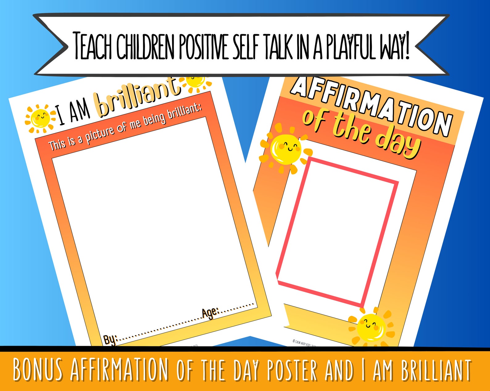 Kids Positive Affirmation Cards: Calm Down Kit, Coping Skills (PDF ...