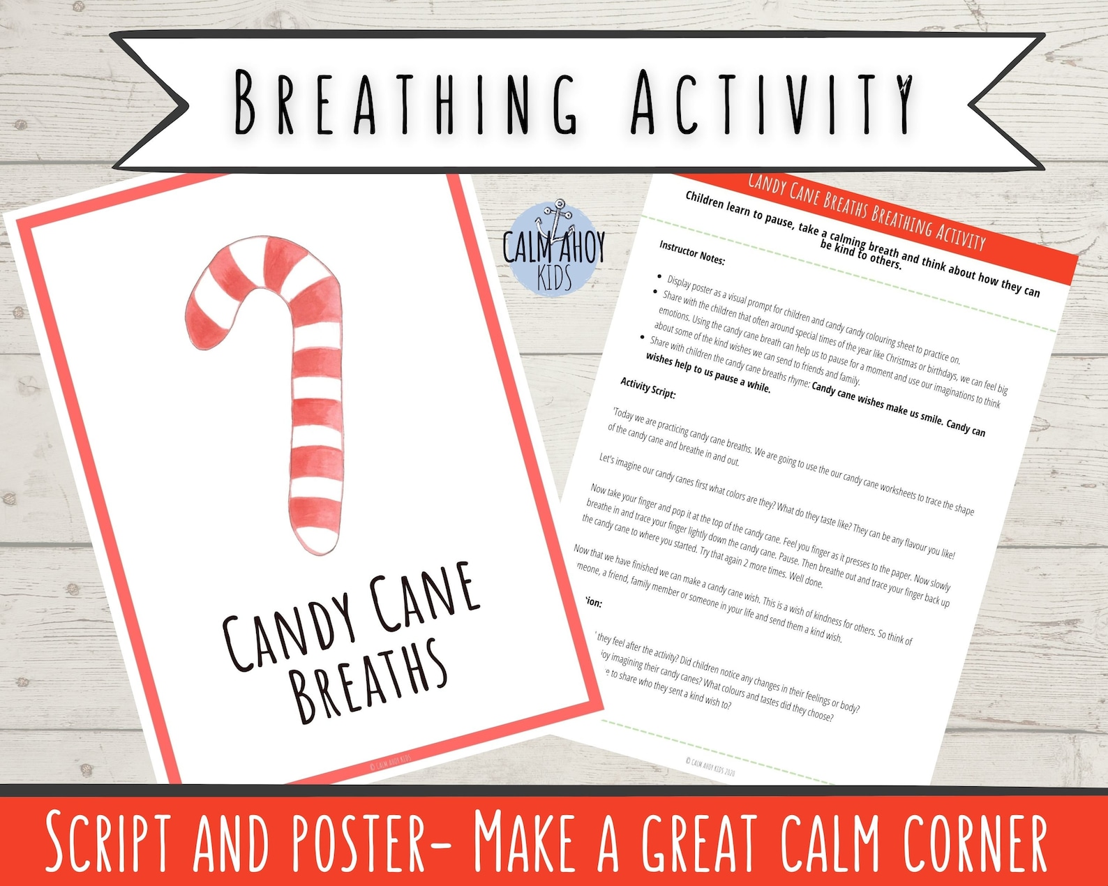 Christmas Mindfulness Activity for Kids, Candy Cane Breaths Breathing ...