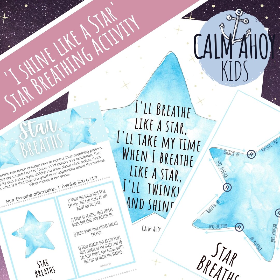 Breathing Activity for Kids, Star Breaths Printable Relaxation and ...