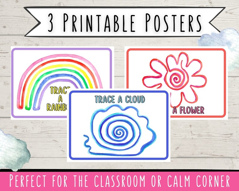 Kids Calming Tracing Cards Mindfulness Printable Coping Strategy for ...