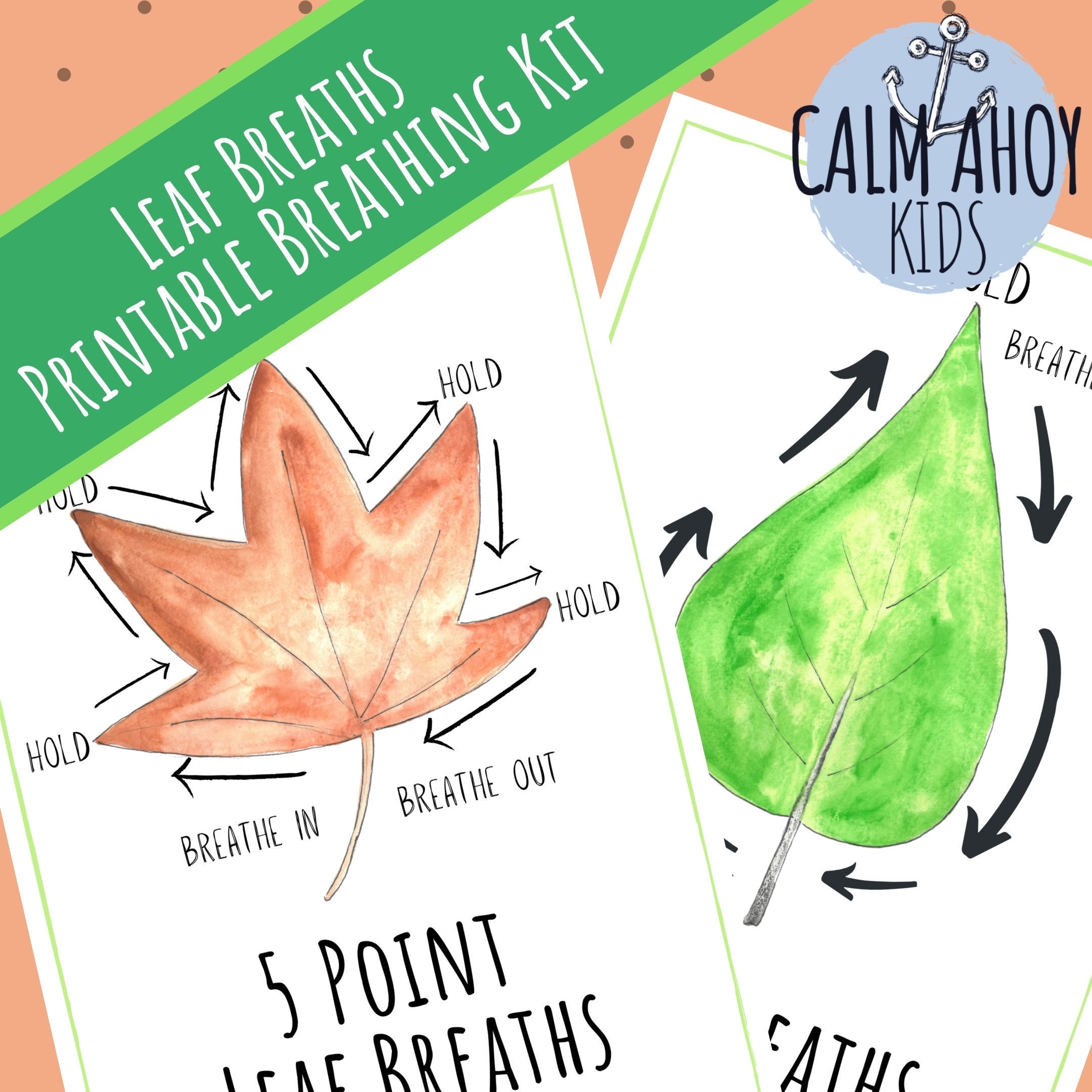 Kids Printable Relaxation Activity Leaf Breaths a Mindful | Etsy