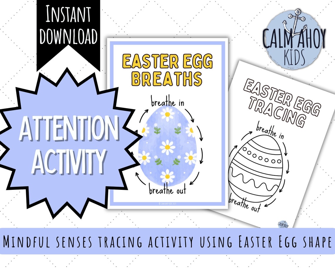 Easter Egg Mindful Breathing Printable Activity Kit for Kids Tracing ...