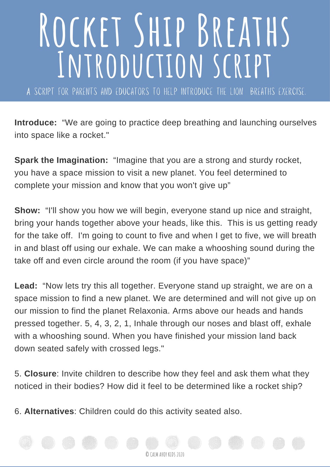 Kids Printable Relaxation Activity, Rocket Ship Breaths a Mindful ...