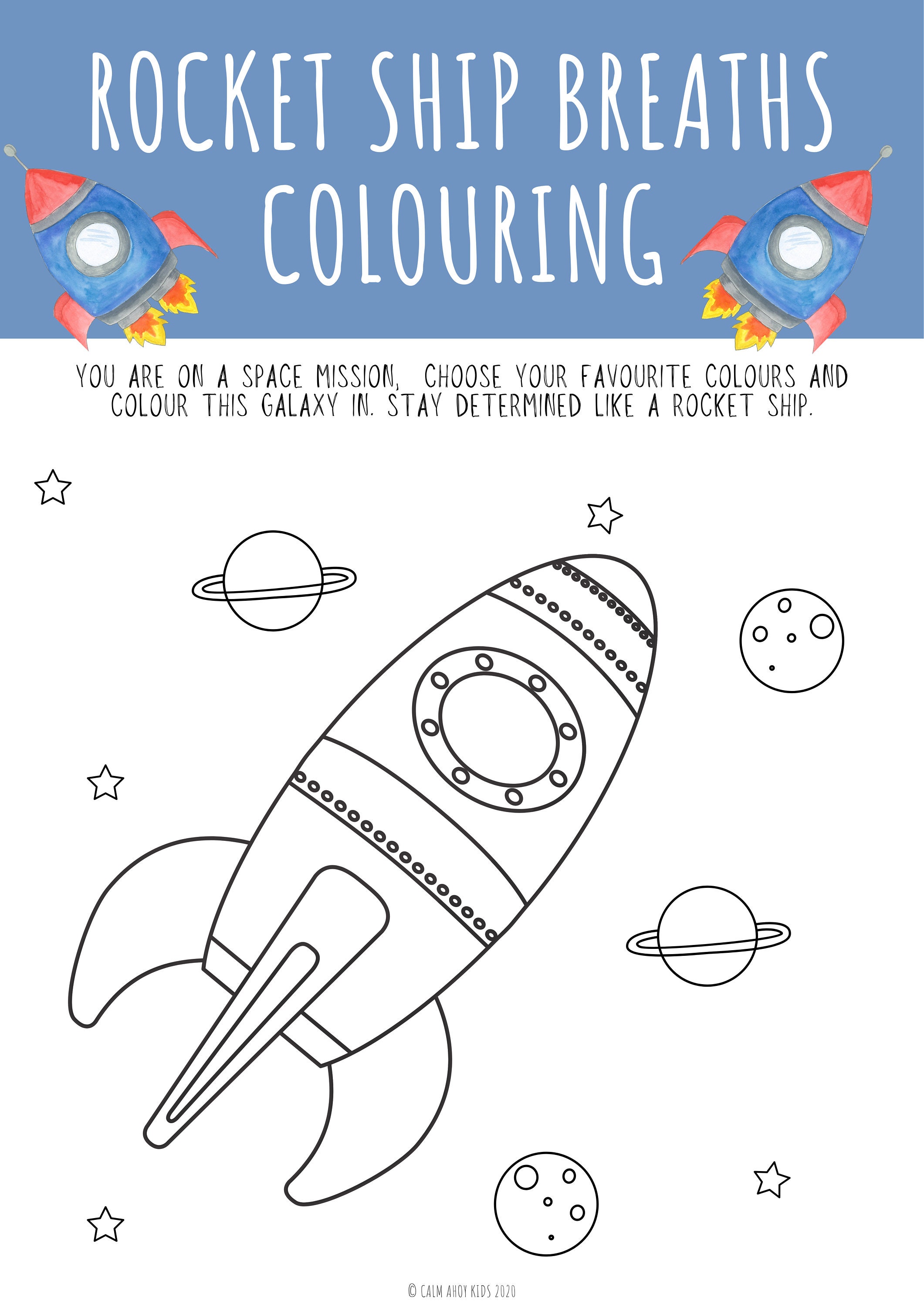 Kids Printable Relaxation Activity, Rocket Ship Breaths a Mindful ...
