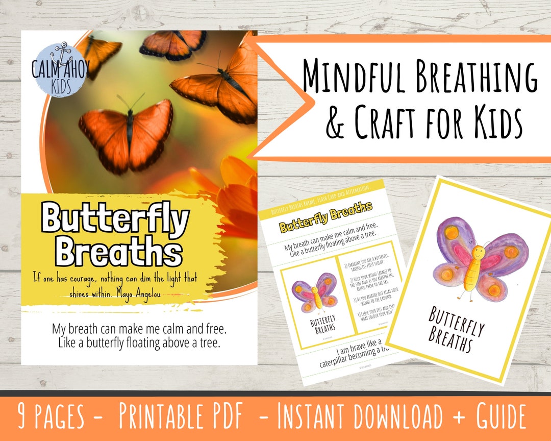 Butterfly Breaths Mindful Breathing for Kids, Butterfly Craft Activity ...