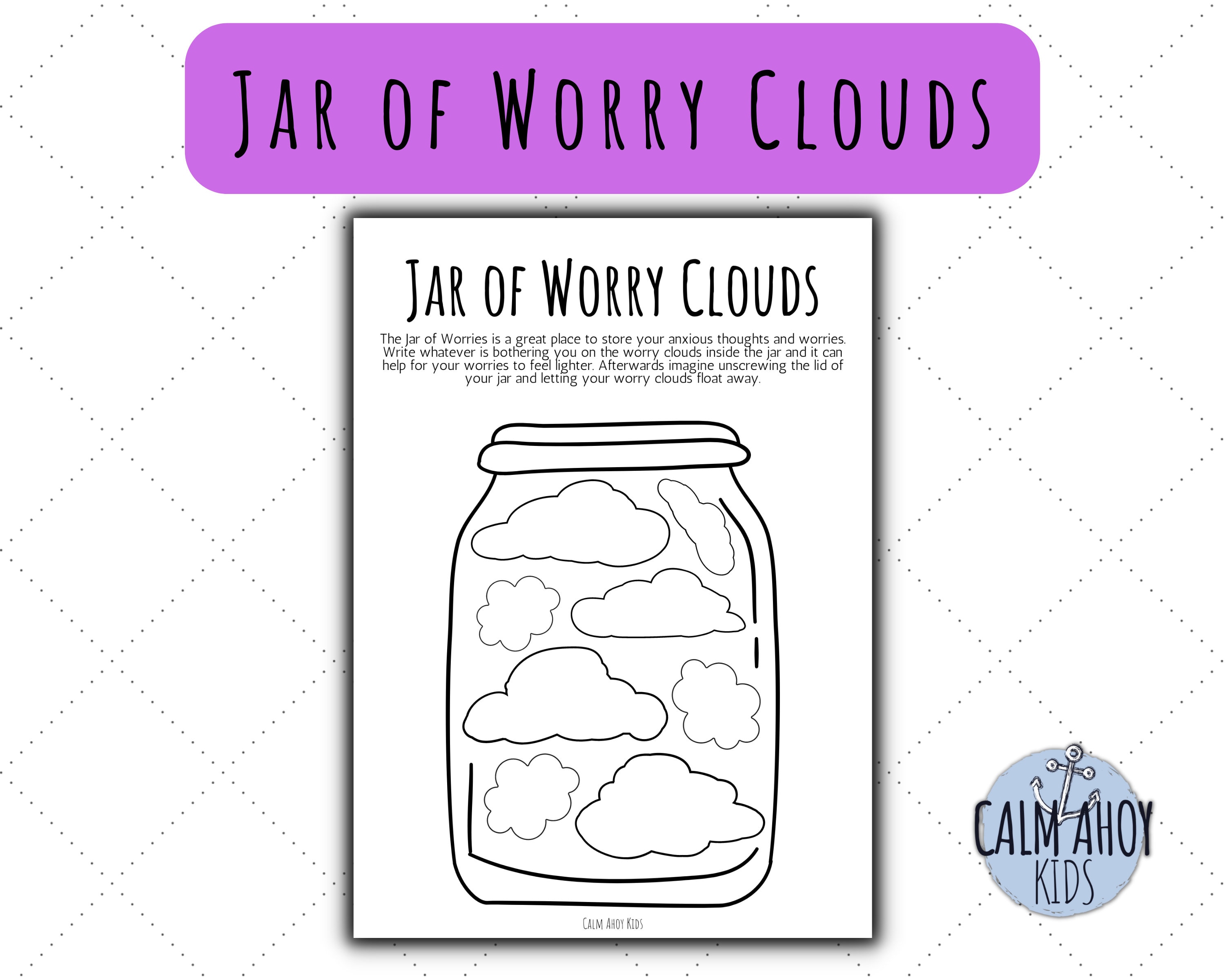 Jar of Worry Clouds | A Printable Kids Feelings Activity to Support ...