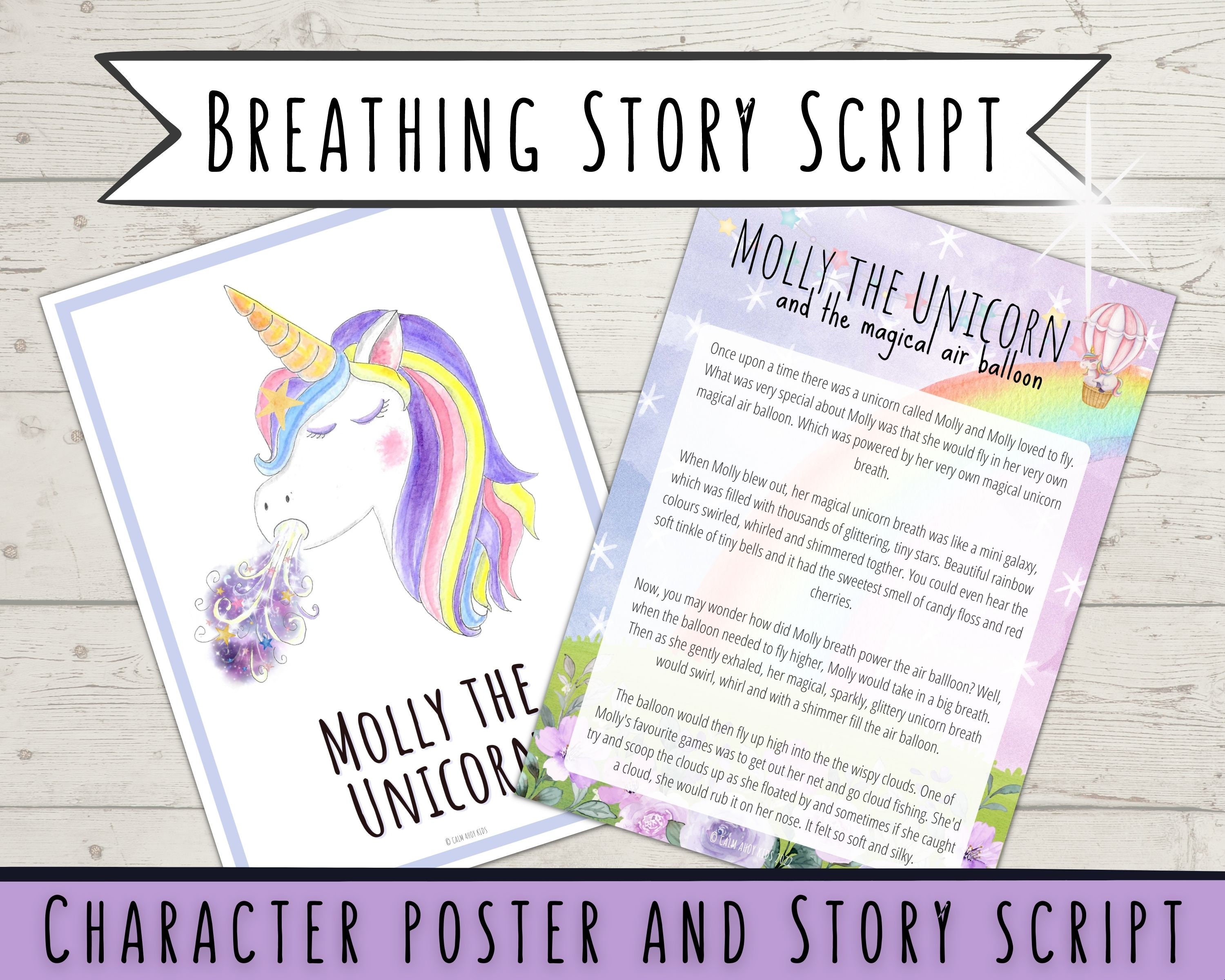 Unicorn Story and Breathing Activity for Kids Mindfulness Printable ...