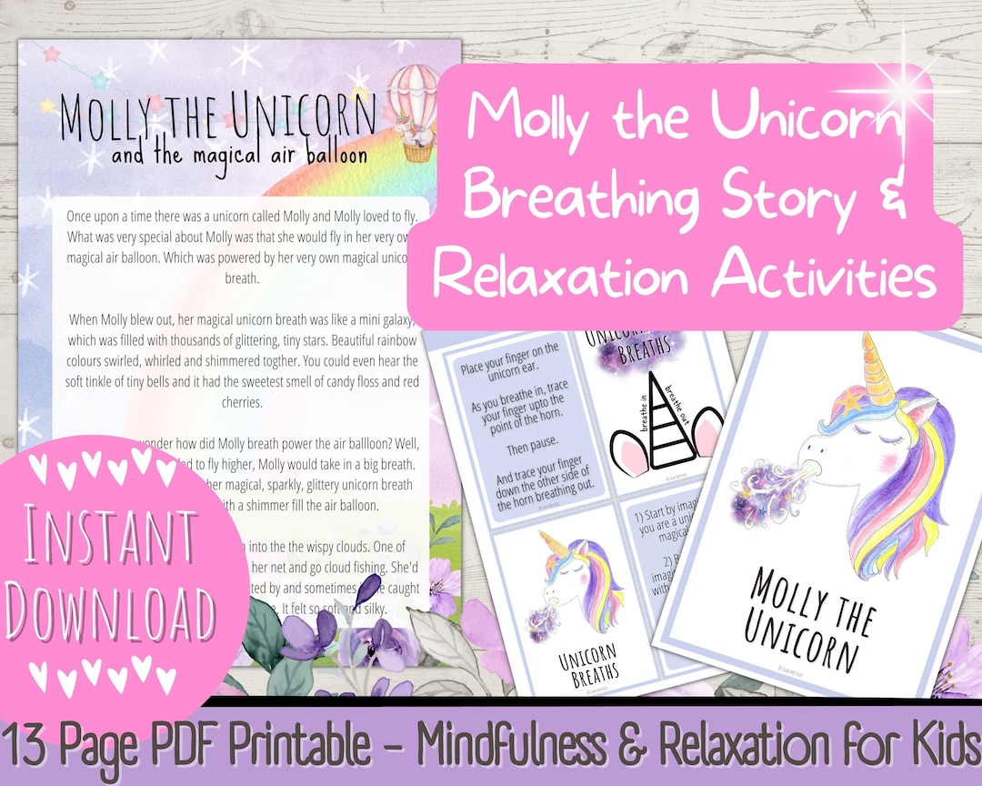 Unicorn Story and Breathing Activity for Kids | Mindfulness Printable ...