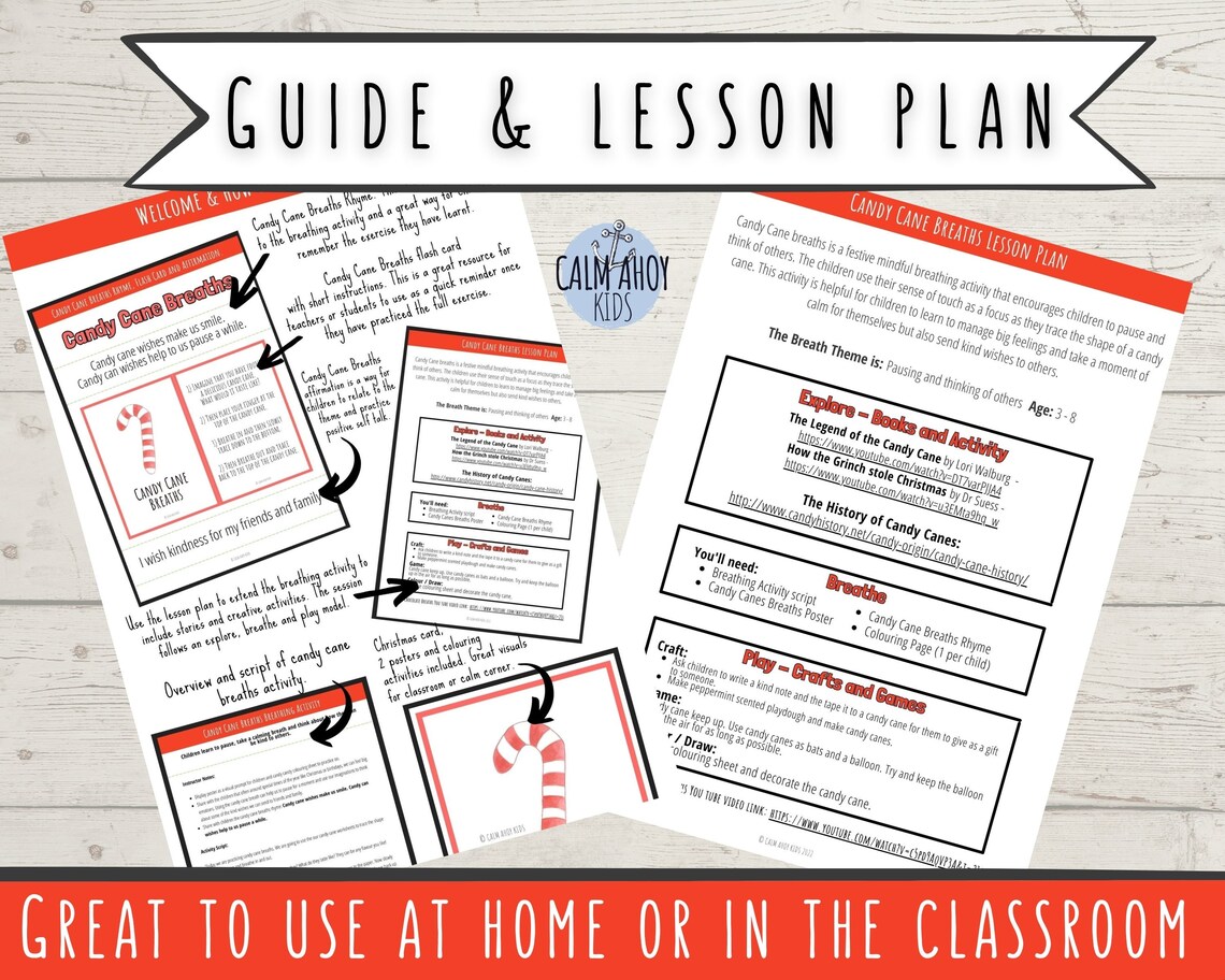 Christmas Mindfulness Activity for Kids, Candy Cane Breaths Breathing ...