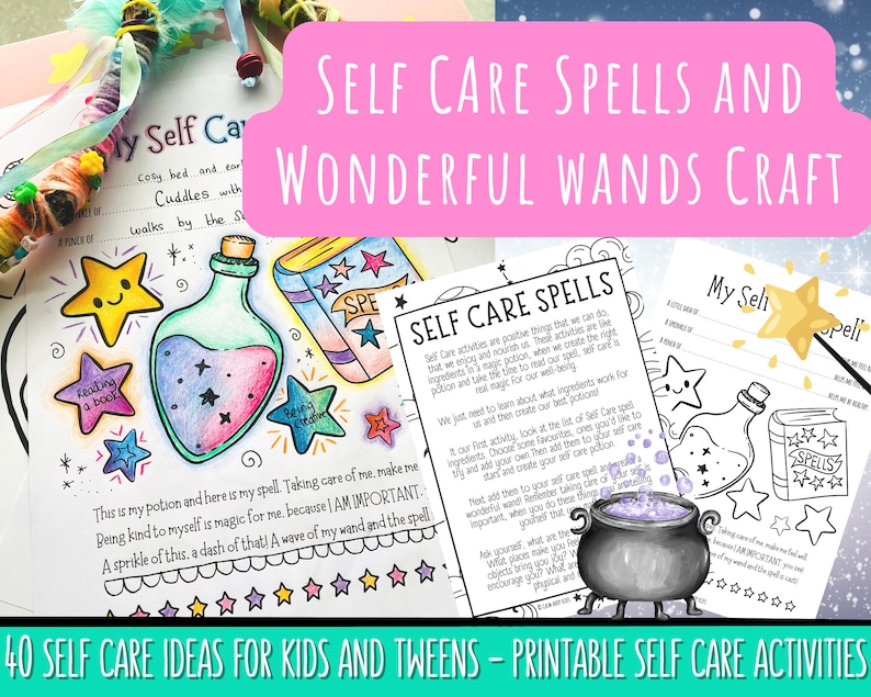 Self Care Printable Activity for Kids | Self Care Spells Well-being Colouring and Craft for ...
