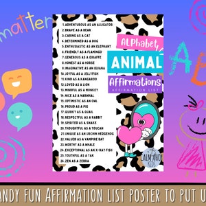 Alphabet Animal Affirmations Printable Colouring Book and Poster for ...