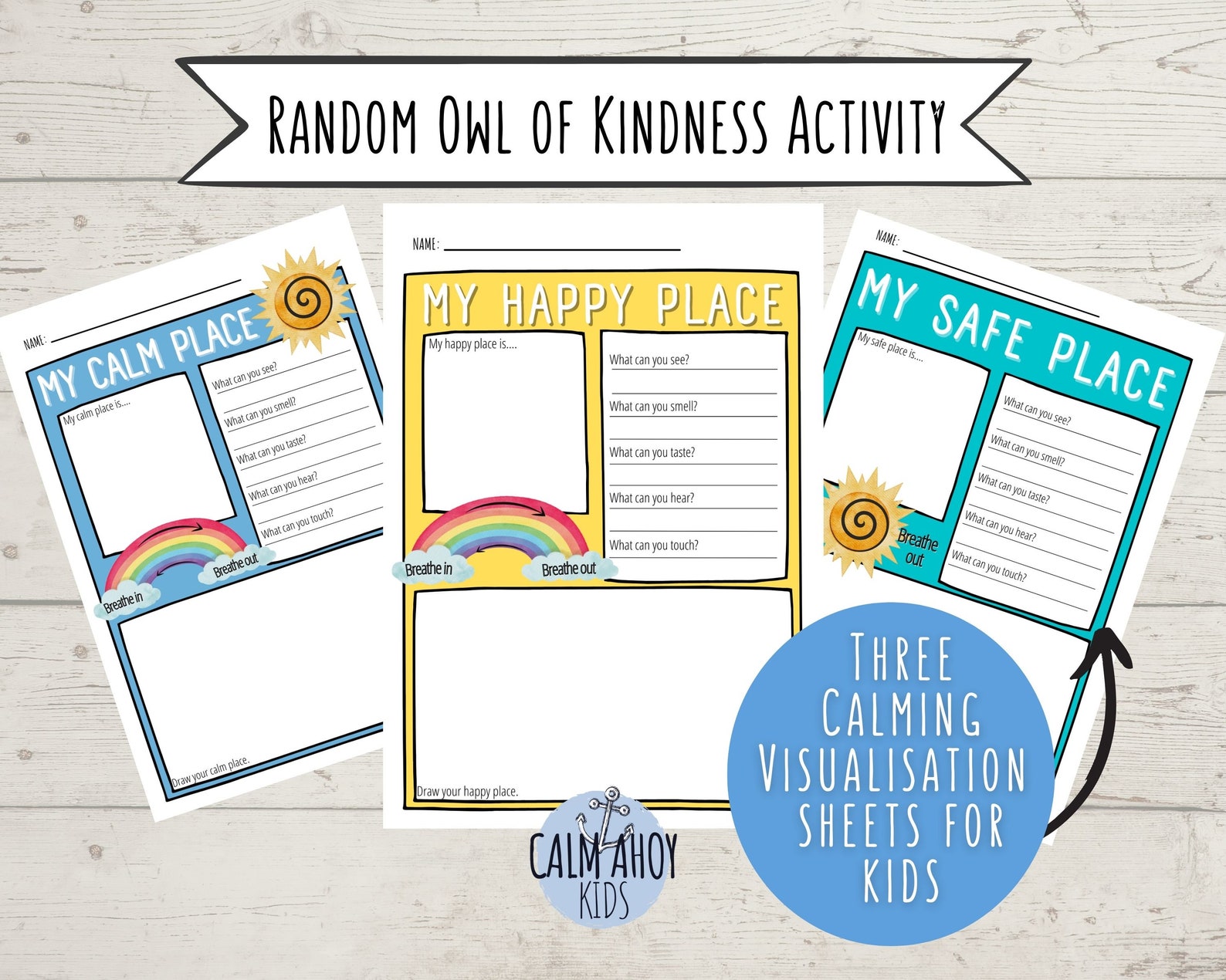 Happy Place Visualisation Worksheets for Kids | SEL 5 Senses Reflection ...