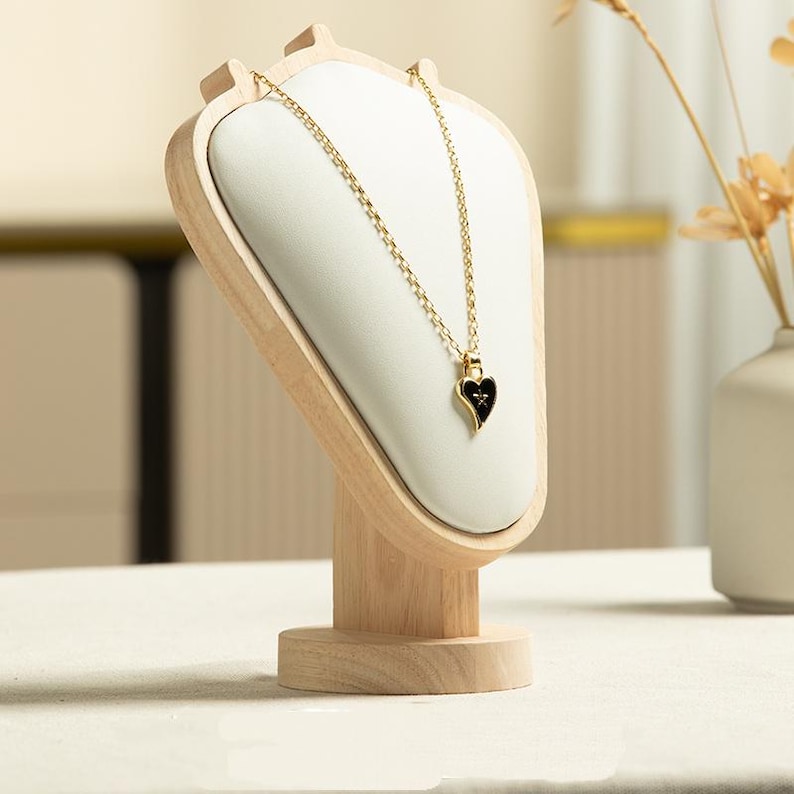 Wooden Jewelry Necklace Display Stand Luxury Countertop Bust Holder ...
