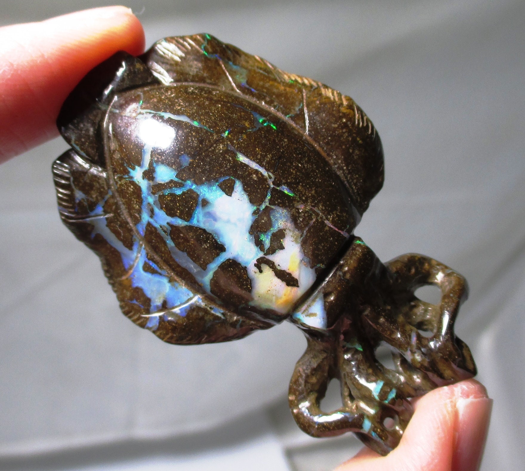 Boulder Opal Cuttlefish Carving 121 Carat Australia | Etsy