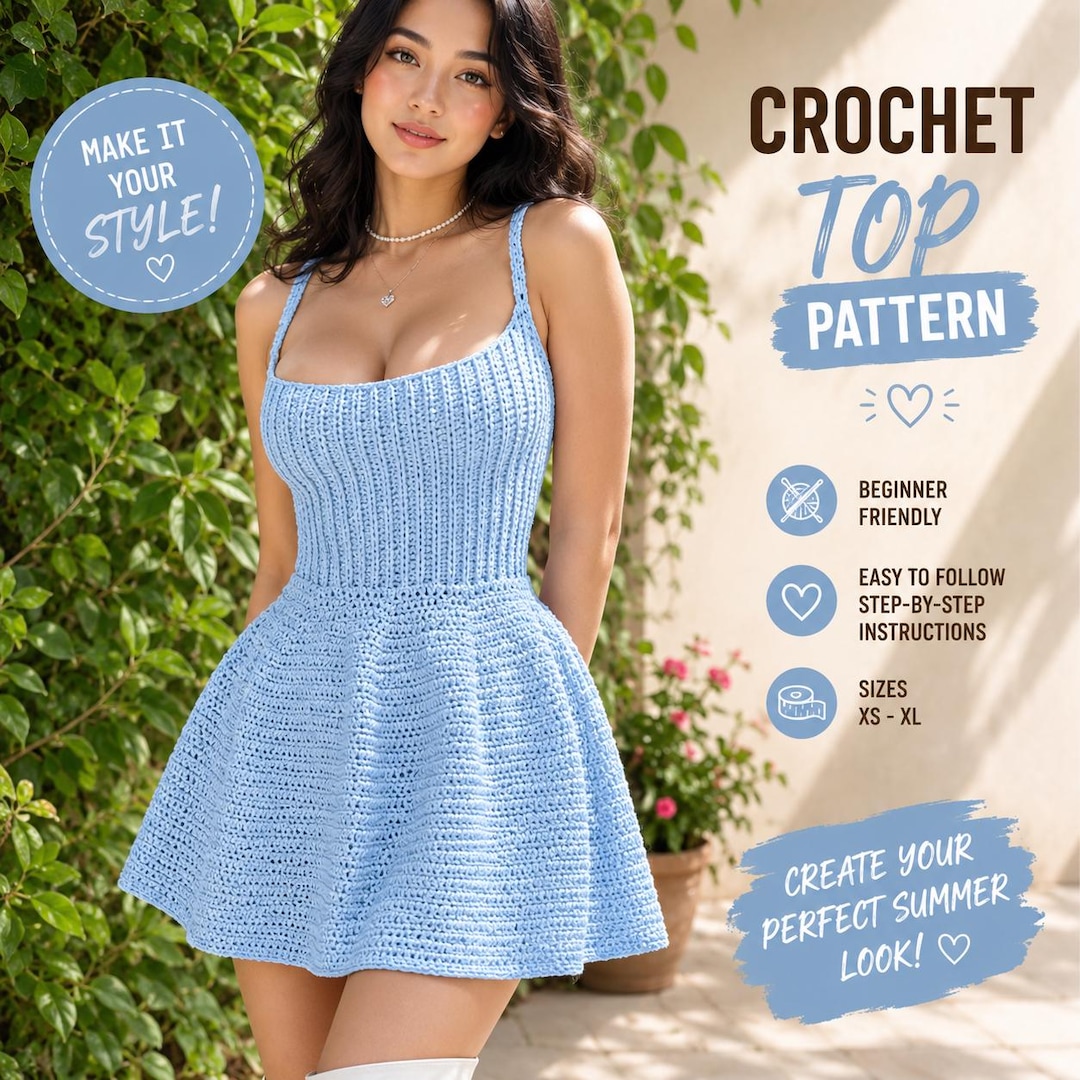 Modèle de robe d'été au crochet pour débutants | Corsage ajusté, jupe ...