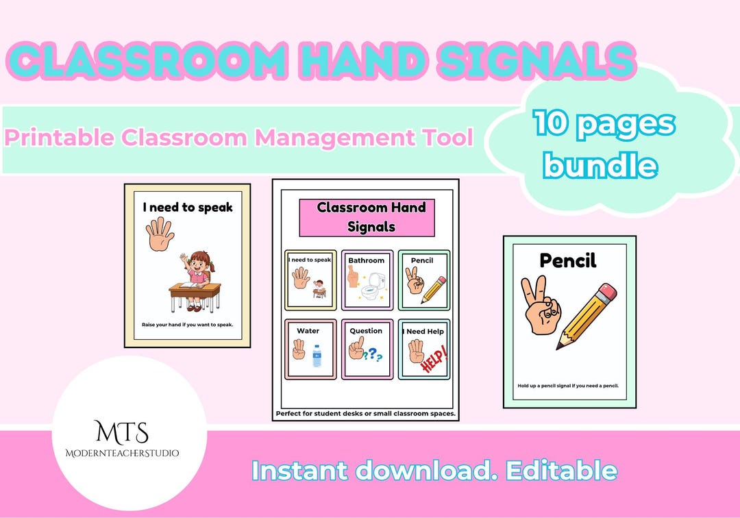 Classroom Hand Signals Printable | Classroom Management Posters ...