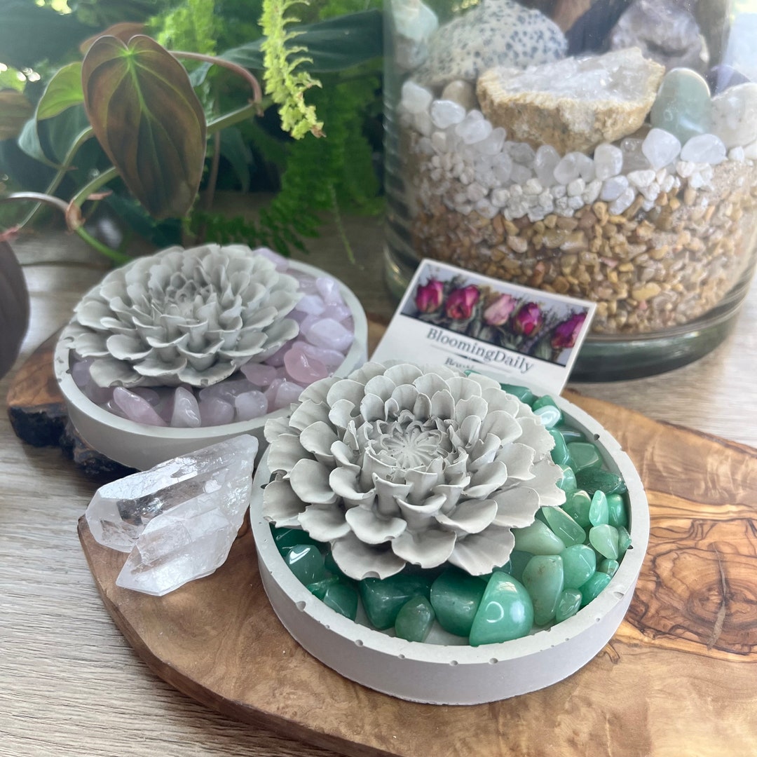 Concrete Flower Essential Oil Diffuser With Crystals - Etsy