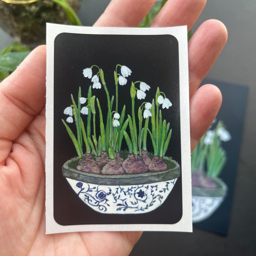 Plant Stickers, Snow Drop Flower Bulbs Sticker, Vinyl Plant Lovers ...