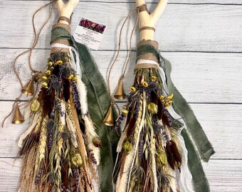 Floral Witch Broom, Sea Witch Besom, Floral Wall Decor, Altar Besom, Protection Besom Broom ...