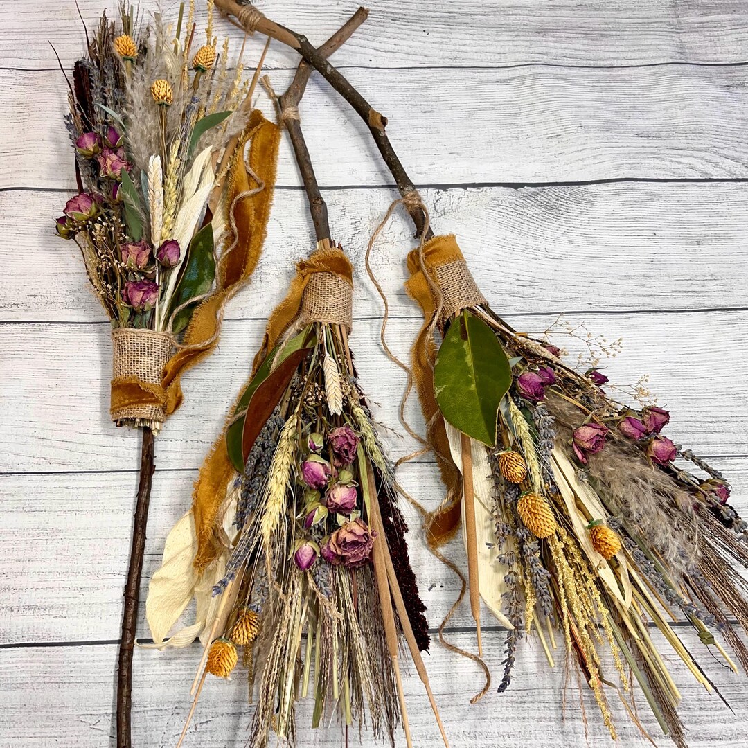 Floral Witch Broom, Dried Flower Besom Broom, Floral Wall Decor, Altar Besom, Protection Besom ...