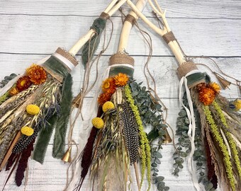 Floral Witch Broom, Harvest Besom, Floral Wall Decor, Altar Besom, Protection Besom Broom, - Etsy