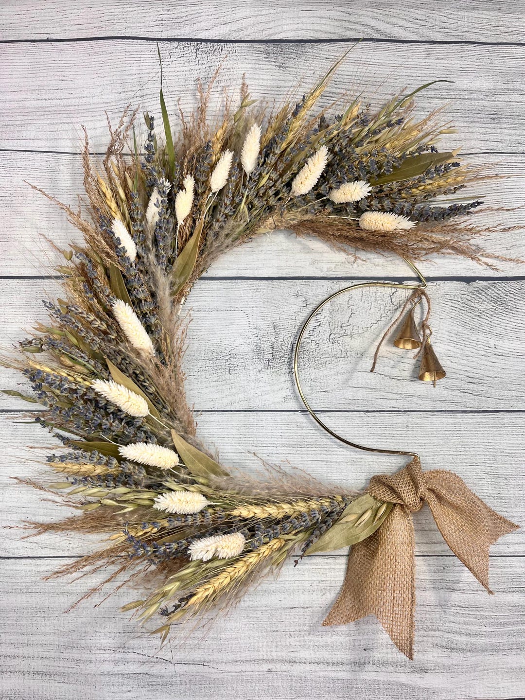 Dried Flower Moon Wreath W/ Lavender, Rustic Farmhouse Wreath ...