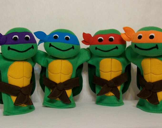 Set of 4 Teenage Mutant Ninja Turtle Fleece Puppets - Etsy