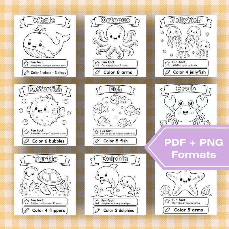 Ocean Animals Learn and Color, Sea Animals Coloring Pages for Kids ...