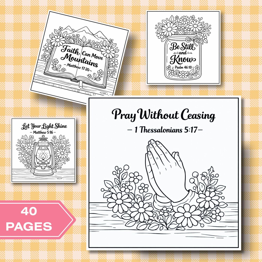Bible Verse Coloring Book, Christian Floral Scripture Coloring Pages ...