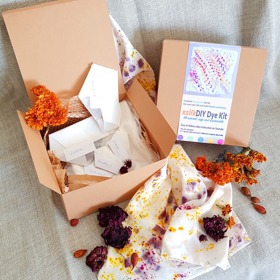 DIY Kit Natural Dye Silk Scarf Kit - Dye Your Own Silk Scarf With ...