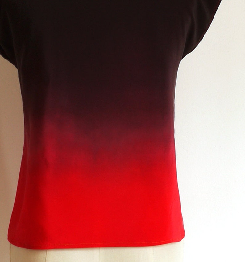 Ombre Silk Top, Red and Black. Custom Tailored Silk Shirt. Hand Dyed ...