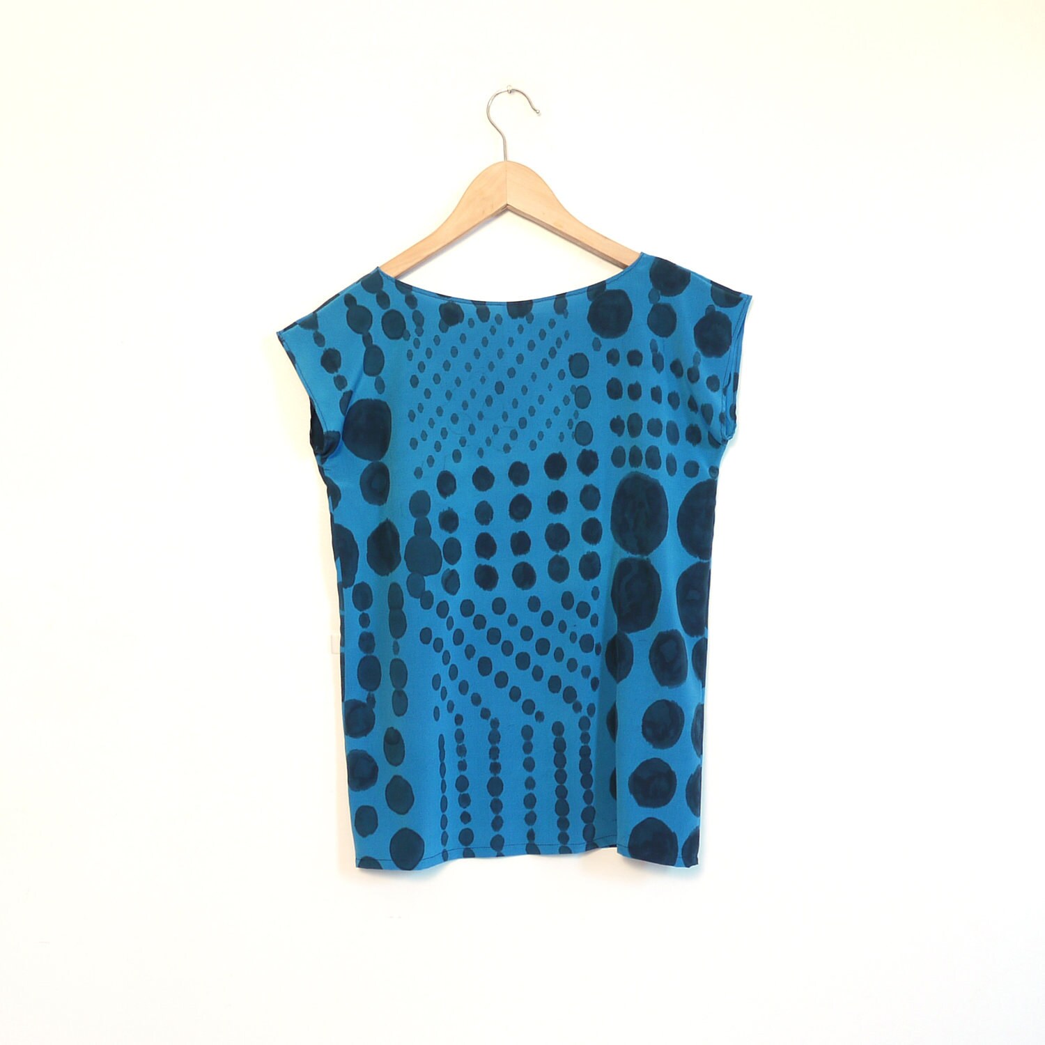 Blue Patch Work Dots // Hand Painted Silk Shirt - Etsy