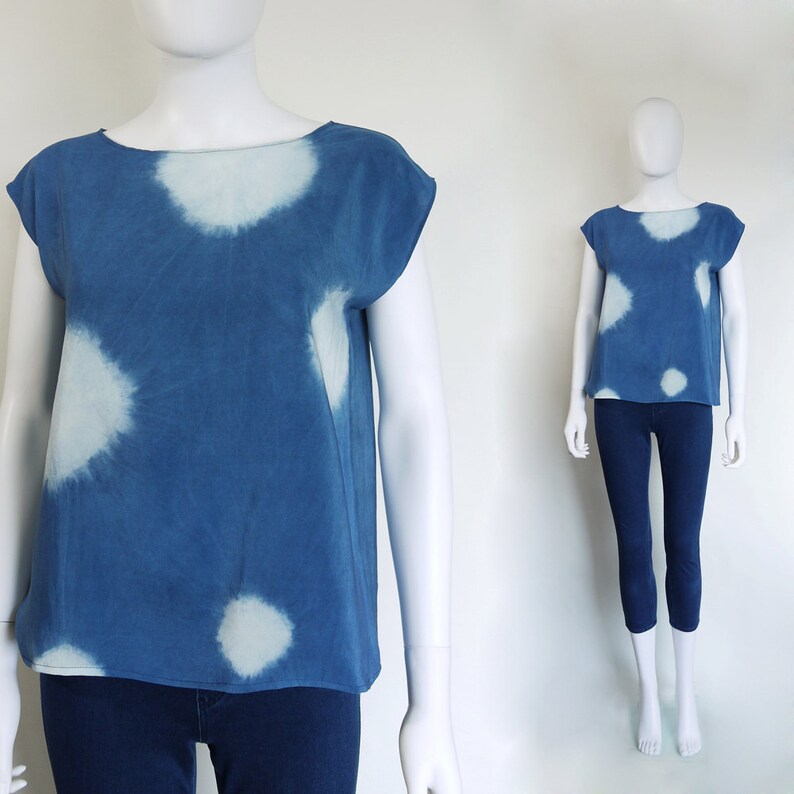 Indigo Silk Top. Shibori Tie-dye Natural Indigo on Silk - Etsy