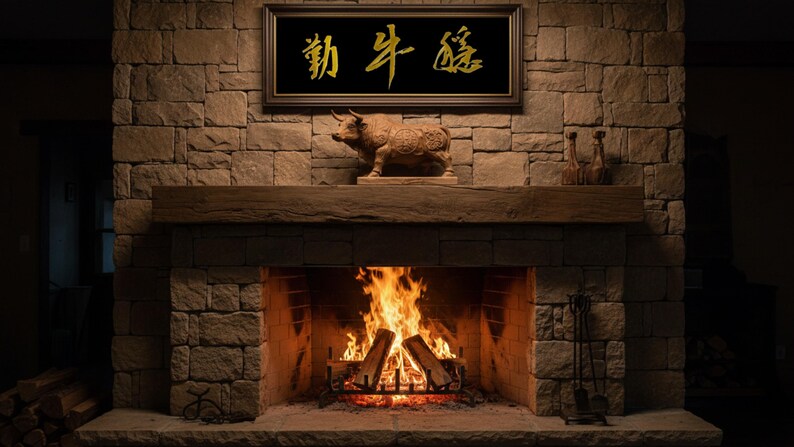 Chinese Zodiac 12 Signs Calligraphy Diligence Stability 牛 Zen Wall ...